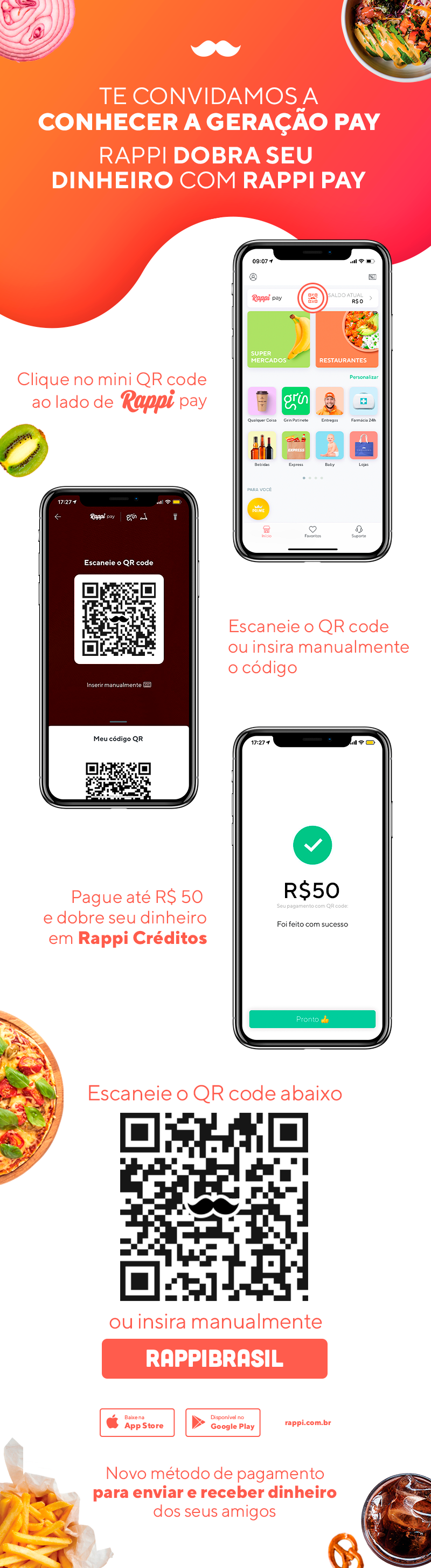 [RAPPI] Ganhe até $50 adicionando o mesmo valor via Rappi Pay